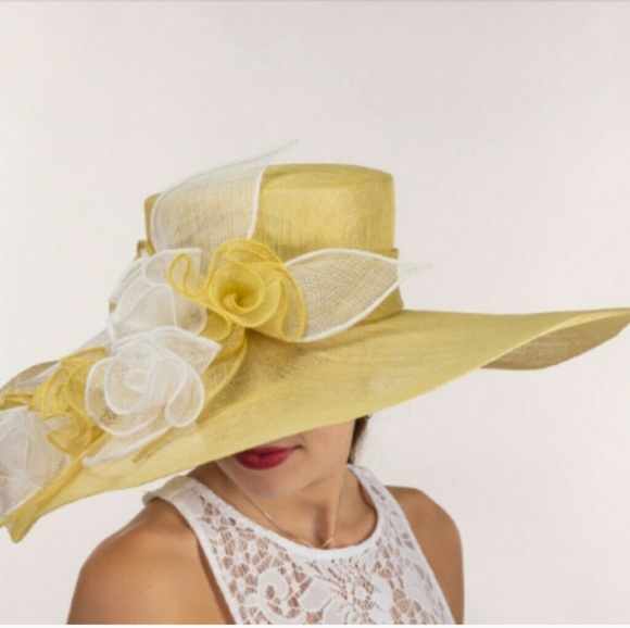 Accessories | Yellow White Flower Sinamay Derby Church Tea Hat | Poshmark